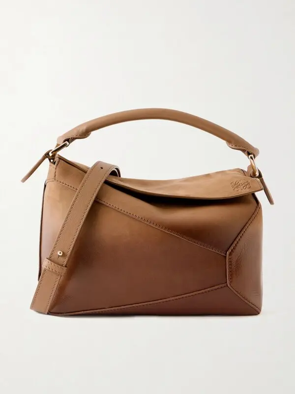Loewe Puzzle Edge Small Patent-nubuck Shoulder Bag - Brown