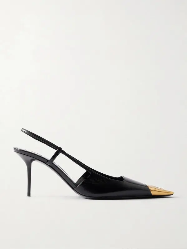 Saint Laurent Jeanne Embellished Leather Slingback Pumps - Black