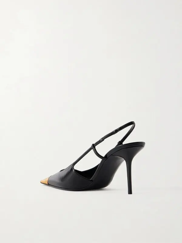 Saint Laurent Jeanne Embellished Leather Slingback Pumps - Black
