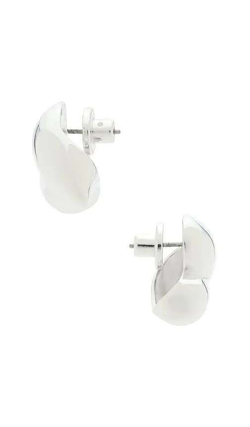 Jenny Bird Art Heart Button Earrings - Metallic Silver