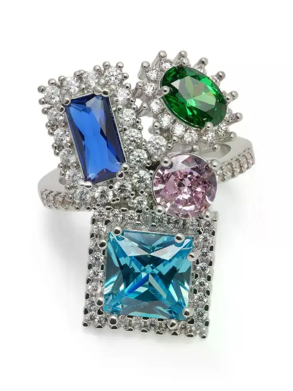 MAISON MARGIELA Zirconia-embellished Cluster Ring - Silver