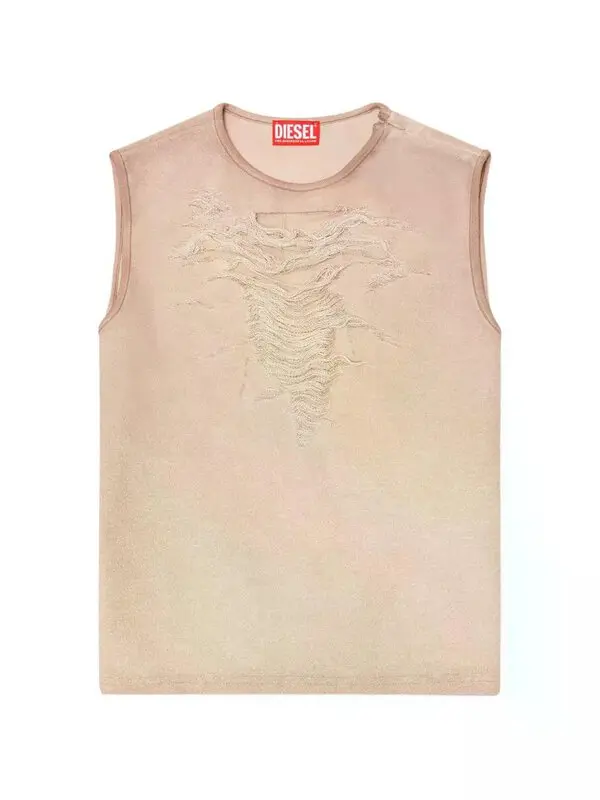 DIESEL® Sleeveless Distressed Crewneck Top - Neutrals