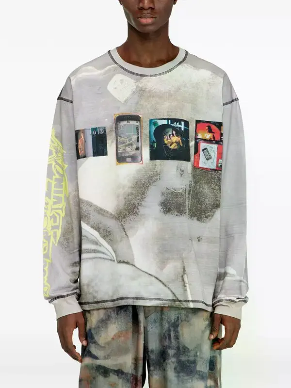 DIESEL® Graphic-patterned Long Sleeve T-shirt