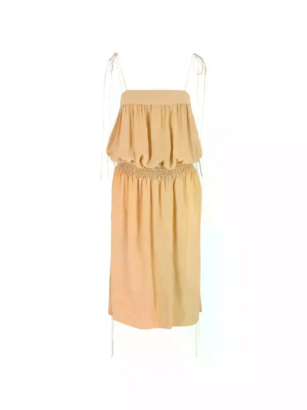 Saint Laurent Silk Balloon Midi Dress - Neutrals