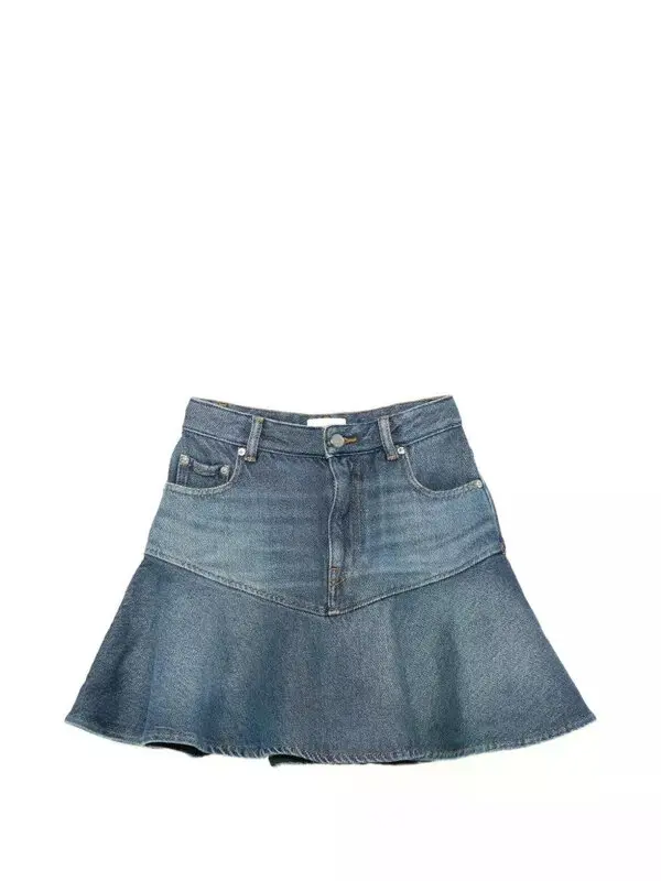 GANNI Flared Denim Mini Skirt - Blue
