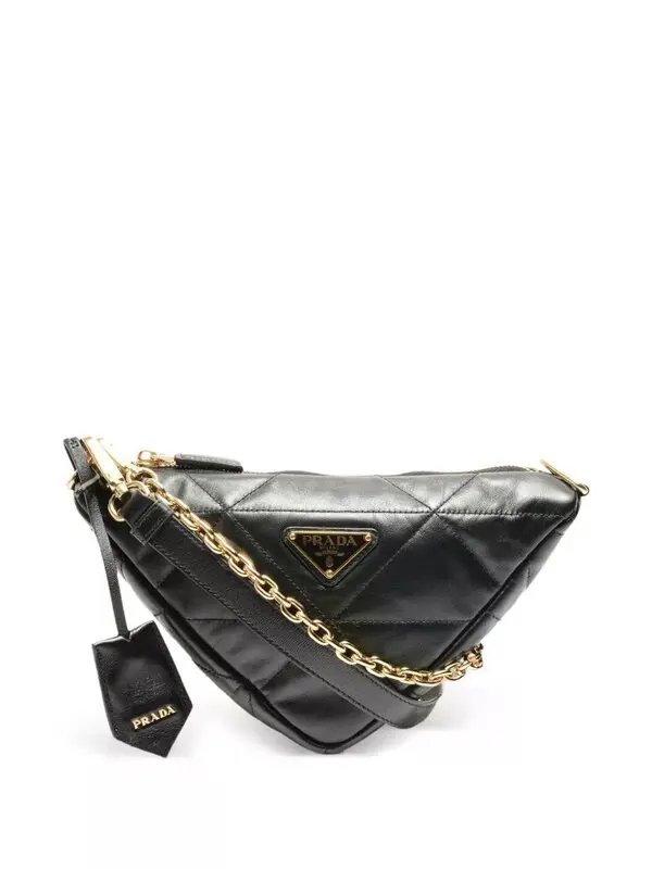 Prada Triangle-shaped Quilted Cross Body Bag - Black