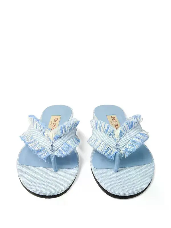 JIMMY CHOO Bay Fringed Flat Sandals - Blue