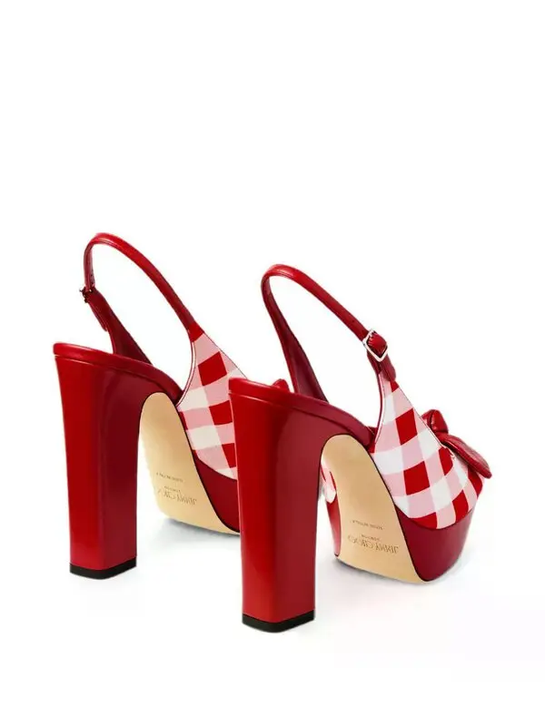 JIMMY CHOO Ziva 120 Gingham & Nappa Leather Platform Sandals