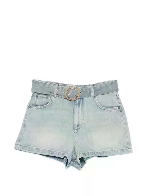 TWINSET Belted Denim Shorts - Blue