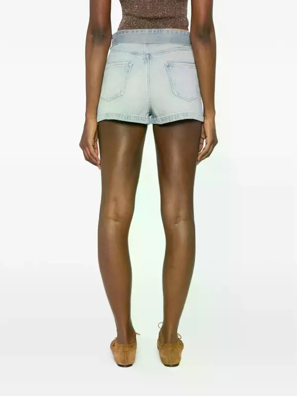 TWINSET Belted Denim Shorts - Blue