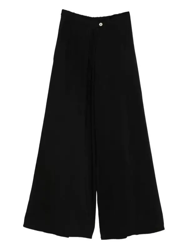FORTE_FORTE Button Detail Wide Leg Pleated Trousers - Black
