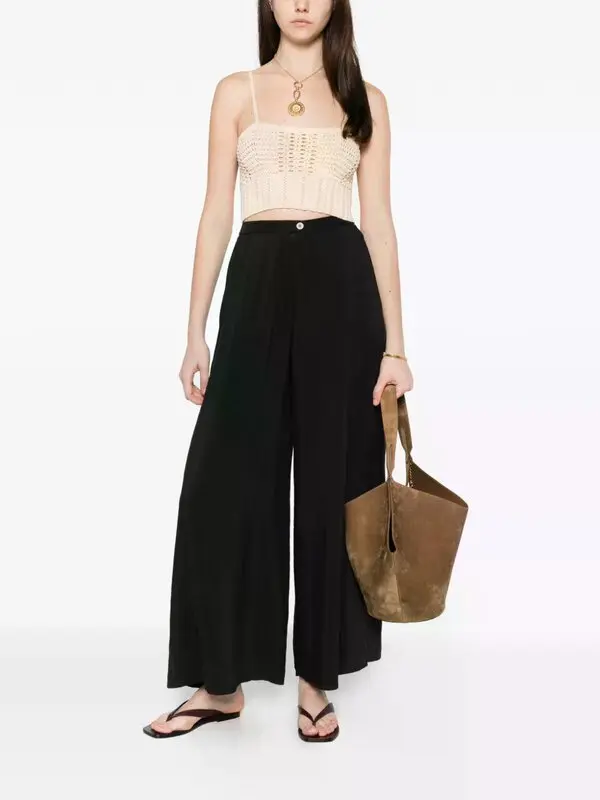 FORTE_FORTE Button Detail Wide Leg Pleated Trousers