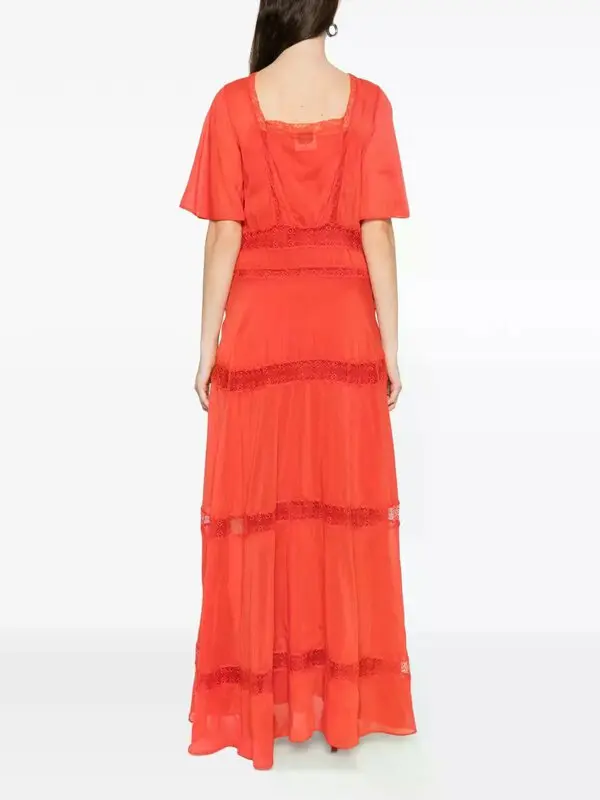 FORTE_FORTE Lace V-neck Maxi Dress - Orange