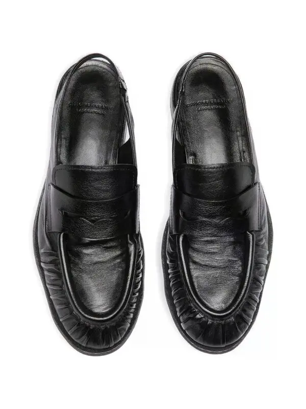 Officine Creative Ruched Leather Slingback Loafers