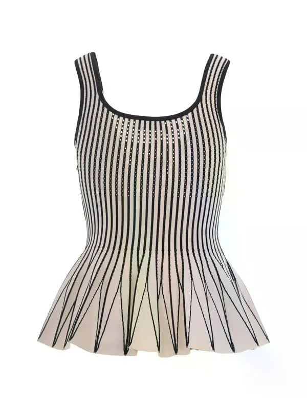 Elisabetta Franchi Sleeveless Square Neck Pleated Peplum Top