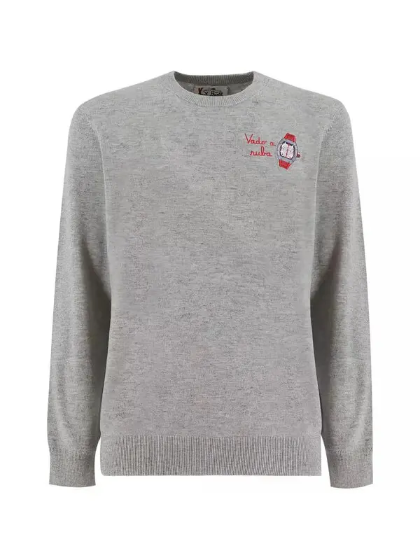 MC2 SAINT BARTH Embroidered Crew-neck Sweater - Grey