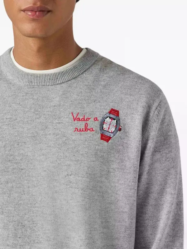MC2 SAINT BARTH Embroidered Crew-neck Sweater - Grey