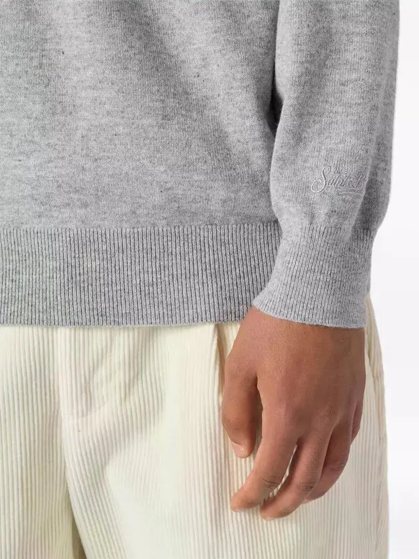MC2 SAINT BARTH Embroidered Crew-neck Sweater - Grey