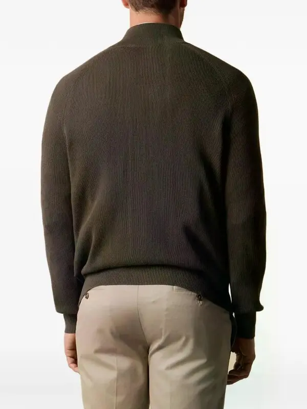 Brooks Brothers Half-zip Ribbed Knit Sweater - Green