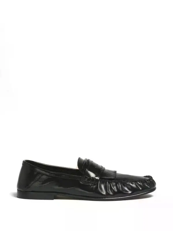 Marni Fringe Leather Loafers - Black
