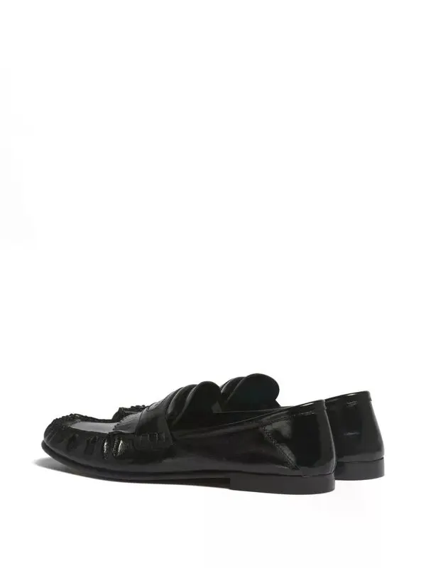 Marni Fringe Leather Loafers - Black