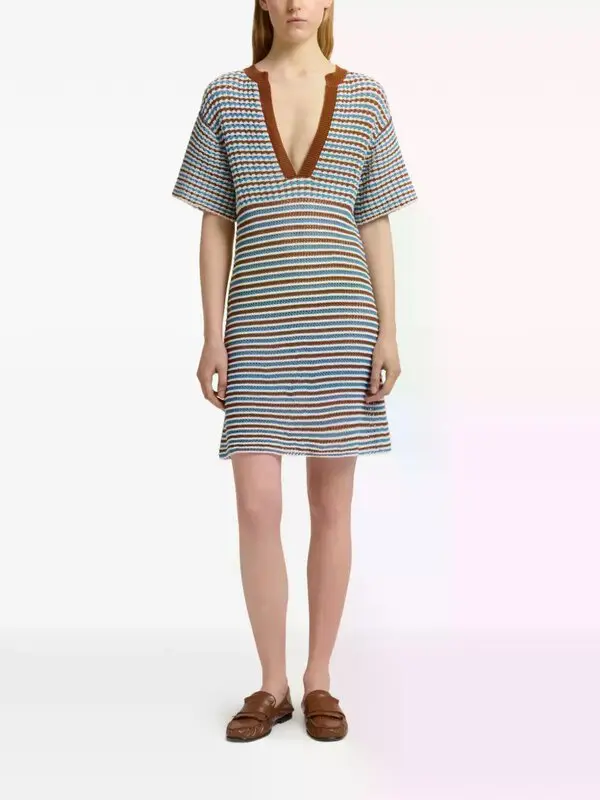 Marni Striped Crocheted A-line Mini Dress