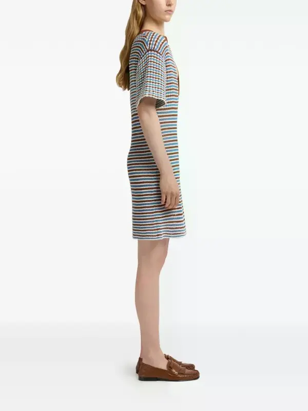 Marni Striped Crocheted A-line Mini Dress