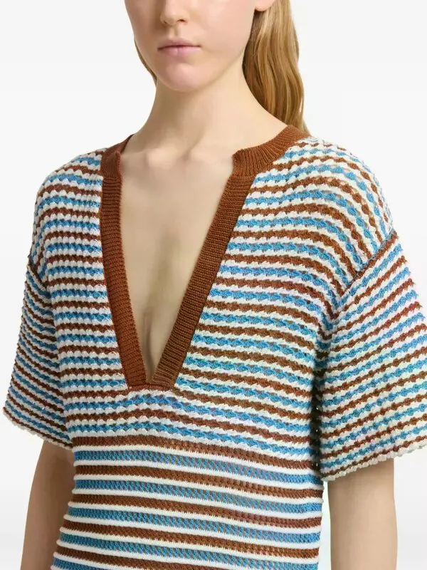 Marni Striped Crocheted A-line Mini Dress
