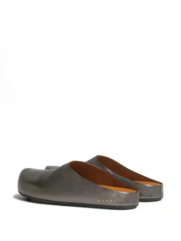 Marni Metallic Nappa Leather Fussbett Sabots - Grey