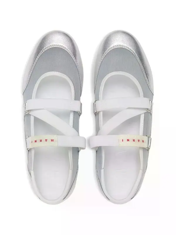 Marni And Blue Criss-cross Strap Sneakers - Silver