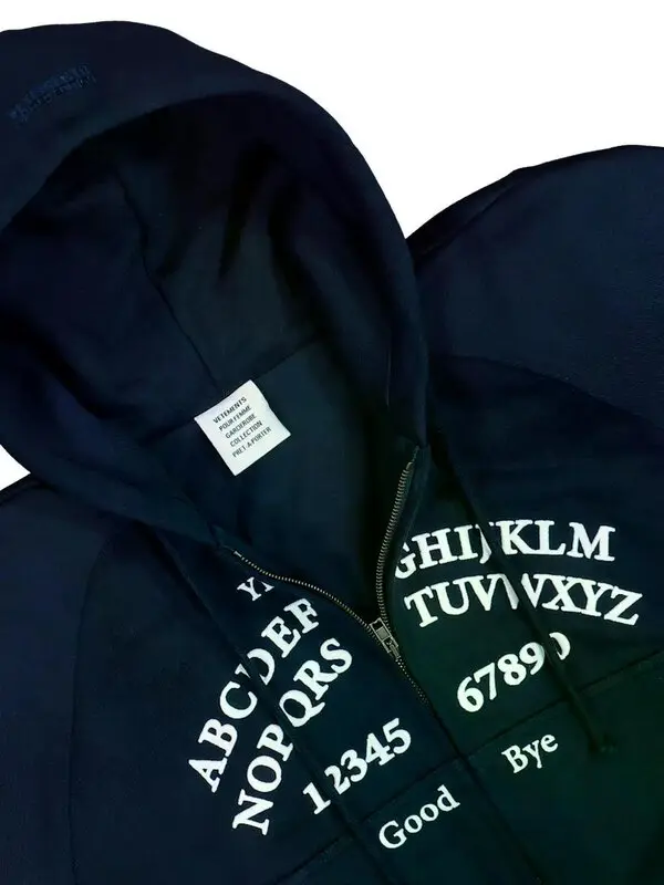 Vetements Alphabet Print Zip-up Hoodie