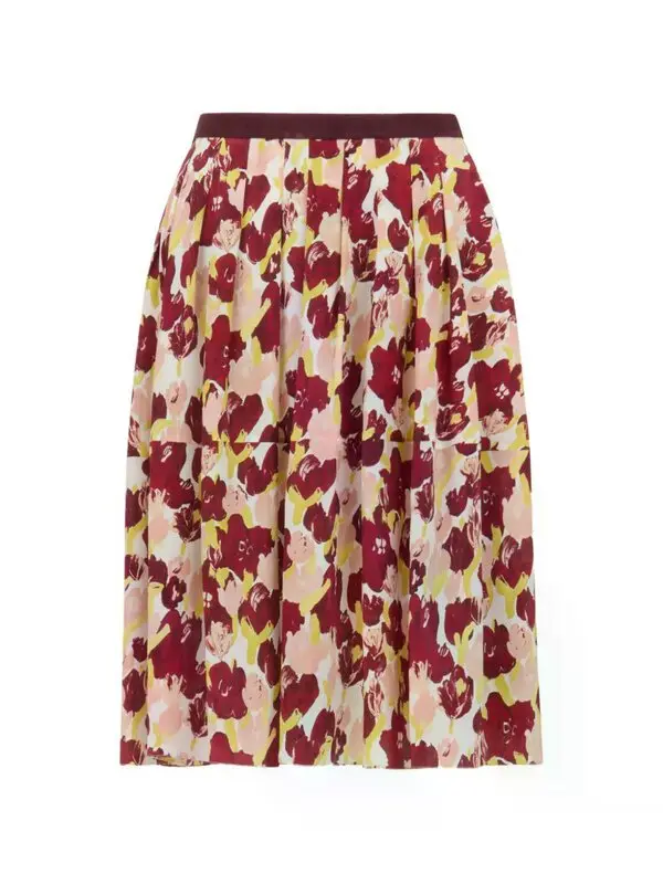 Marni Pleated Floral Silk Skirt