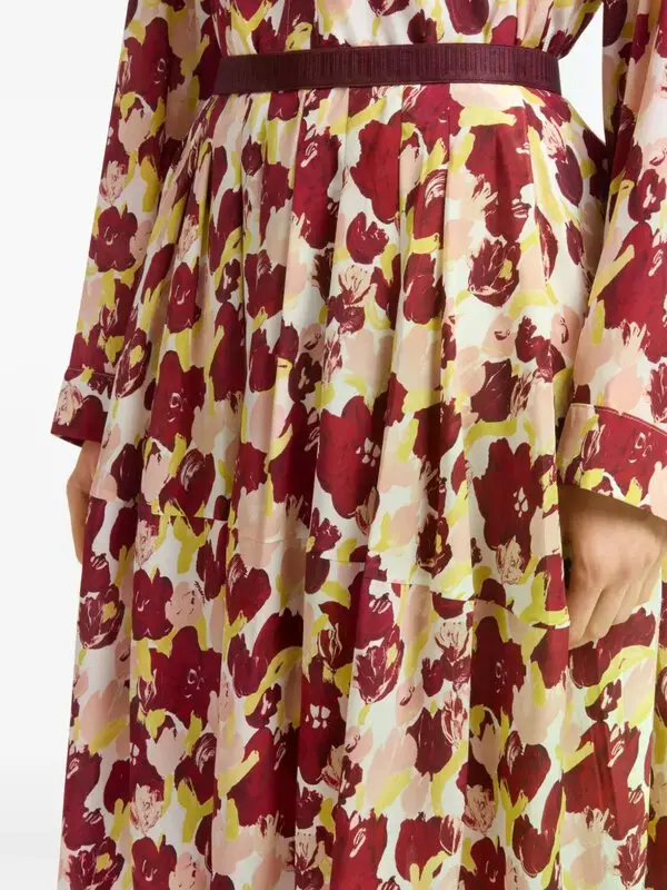 Marni Pleated Floral Silk Skirt