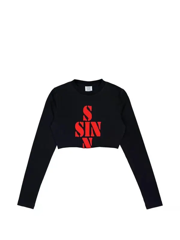 Vetements Long Sleeve Cropped T-shirt