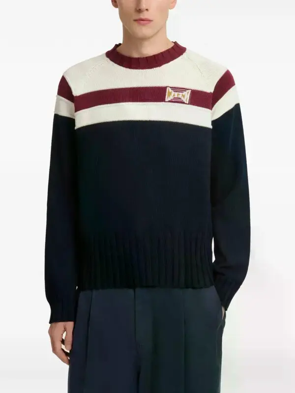 Marni Cotton Jumper With Contrast Stripe Detail