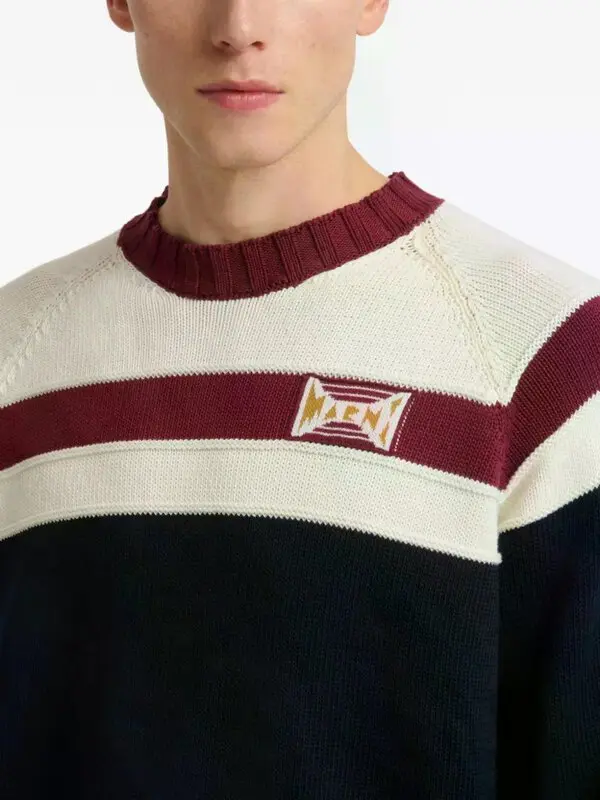Marni Cotton Jumper With Contrast Stripe Detail