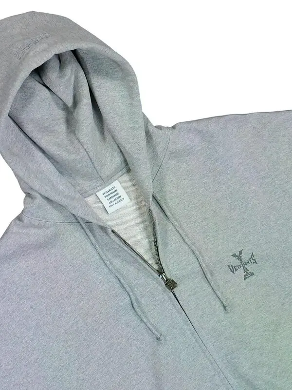Vetements Logo Zip-up Hoodie - Grey
