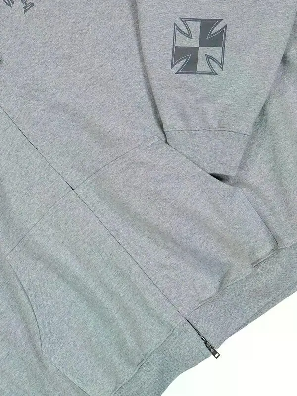 Vetements Logo Zip-up Hoodie - Grey