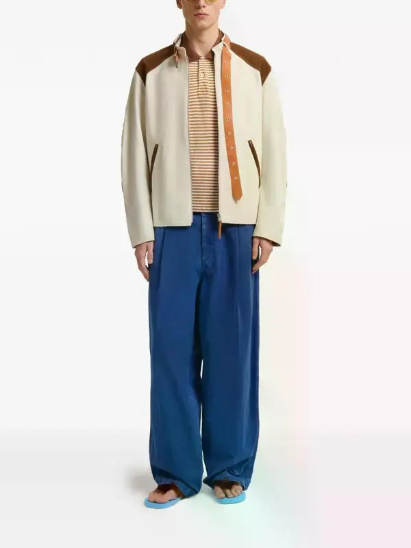 Marni Contrast Shoulder Buckle Bomber Jacket - Neutrals