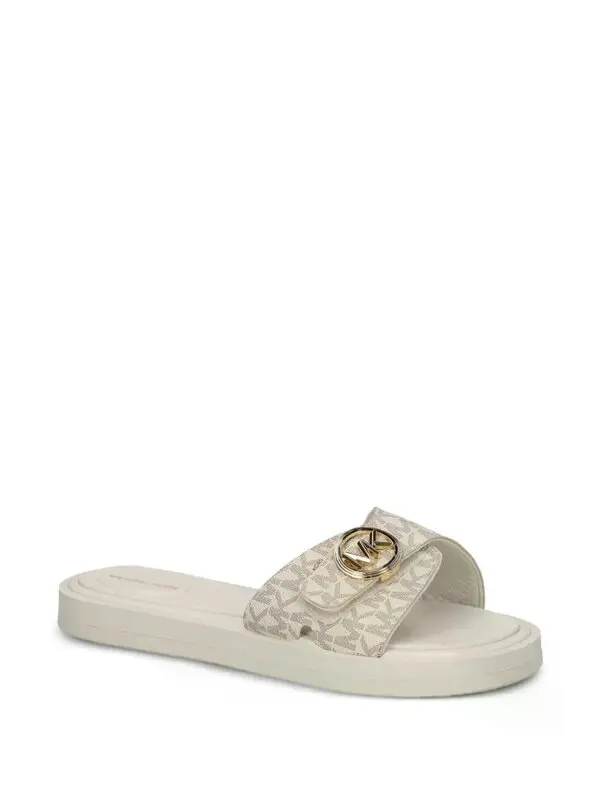 Michael Kors Logo Detail Buckle Platform Slides