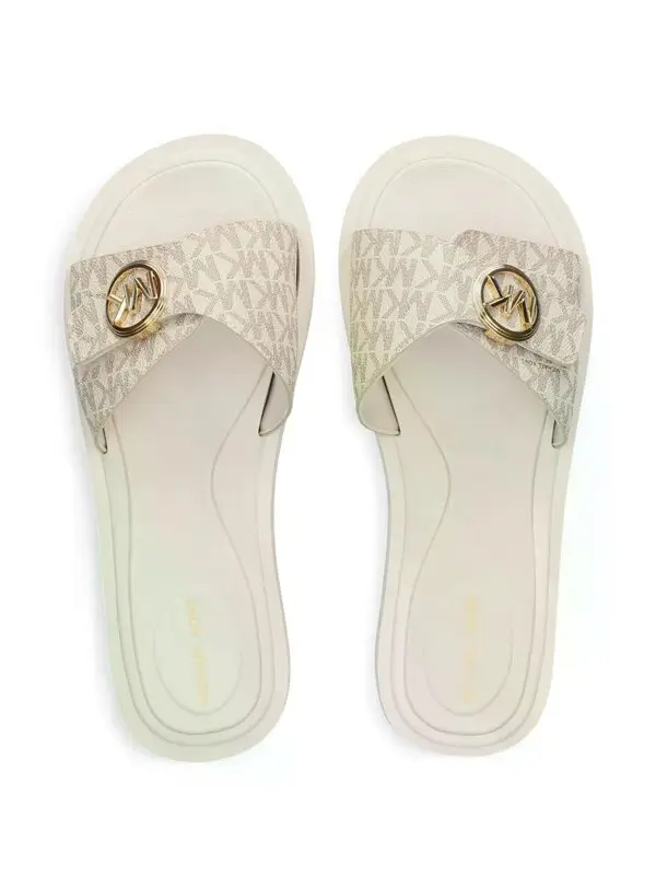 Michael Kors Logo Detail Buckle Platform Slides