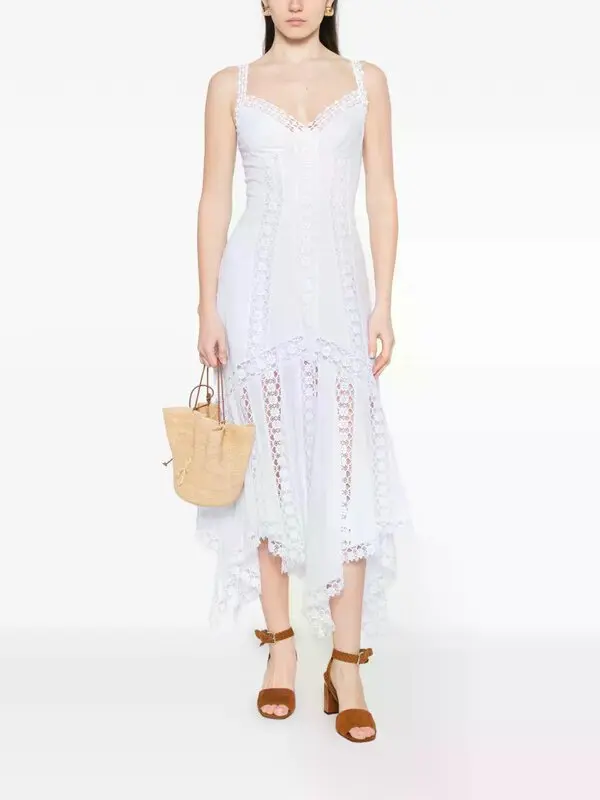 Charo Ruiz Ibiza Lace Trim Asymmetrical Hem Midi Dress