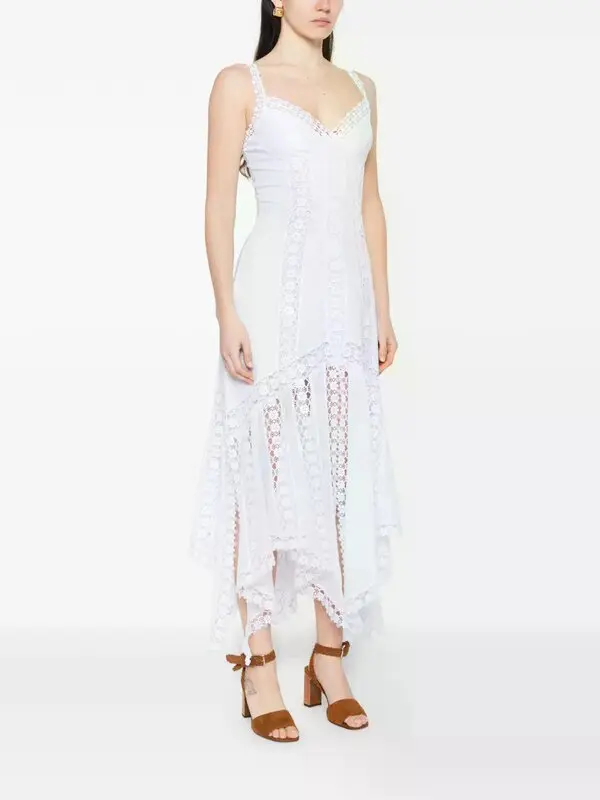 Charo Ruiz Ibiza Lace Trim Asymmetrical Hem Midi Dress