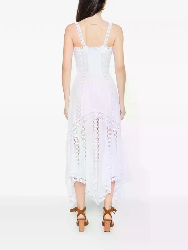 Charo Ruiz Ibiza Lace Trim Asymmetrical Hem Midi Dress