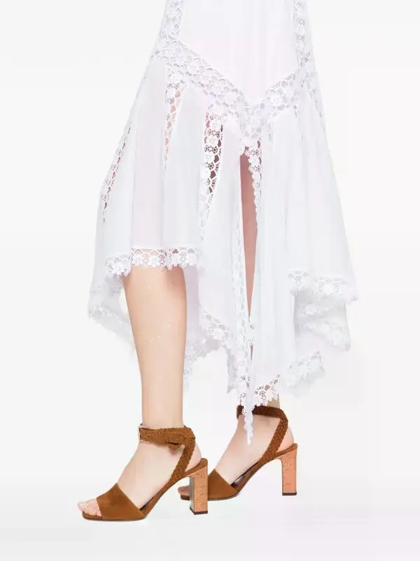 Charo Ruiz Ibiza Lace Trim Asymmetrical Hem Midi Dress