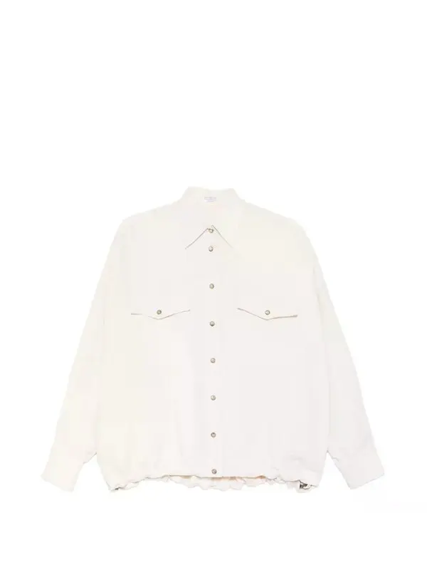 Brunello Cucinelli Shirt With Flap Pockets And Drawstring Hem - Neutrals