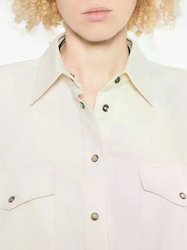 Brunello Cucinelli Shirt With Flap Pockets And Drawstring Hem - Neutrals