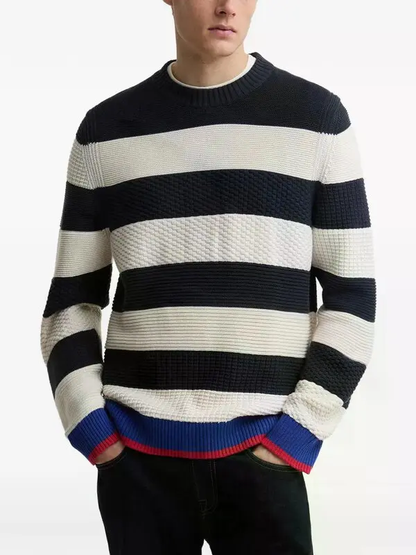 Barbour X Paul Smith Striped Textured Knit Sweater