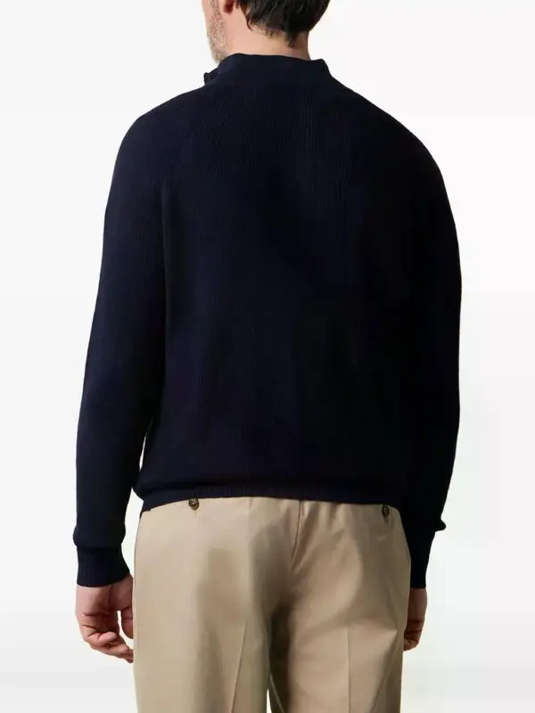 Brooks Brothers Half-zip Ribbed Knit Sweater - Blue