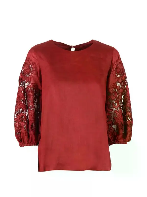 Max Mara Lace Sleeve Top - Red